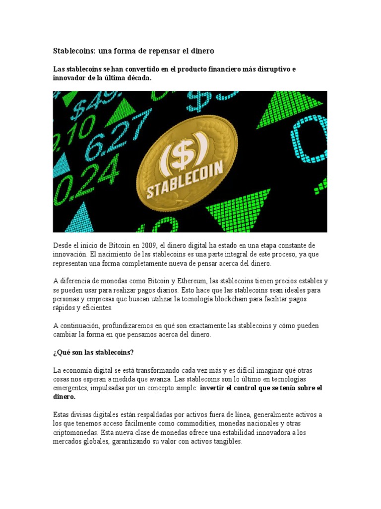 Stablecoins | PDF | Criptomoneda | Dinero