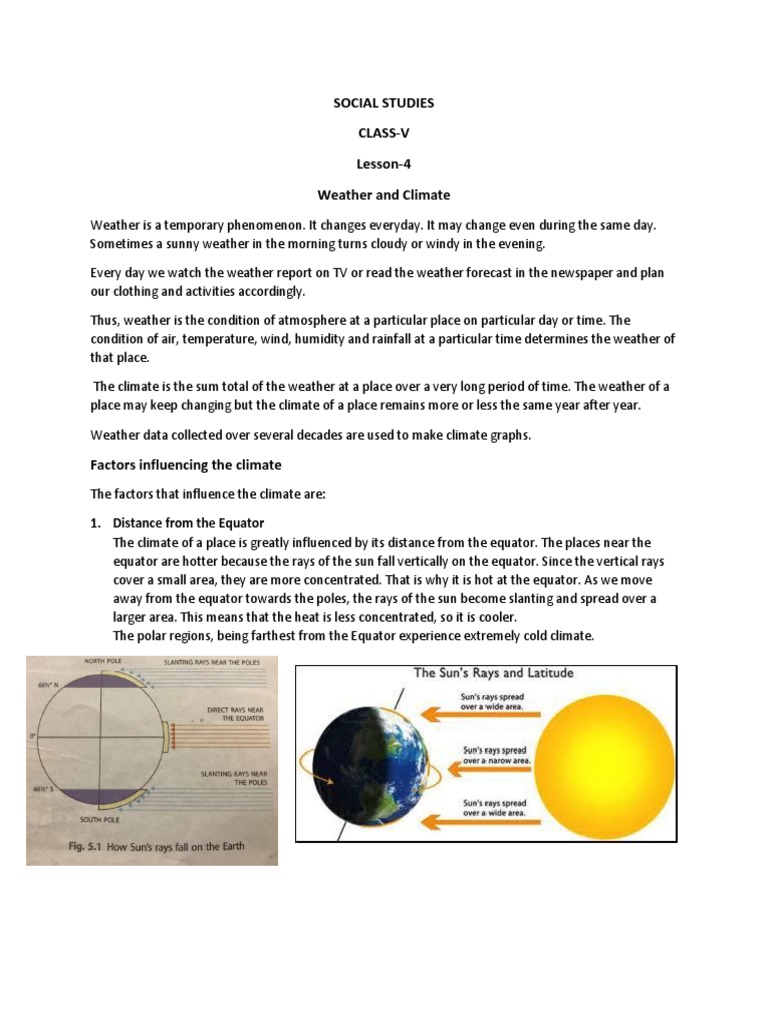 Class 5 - Social Studies Chapter | PDF | Weather | Tropics