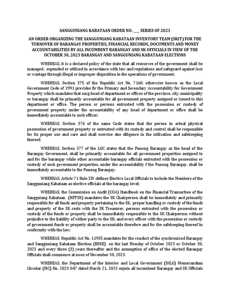 SK Order Skit | PDF | Property | Government