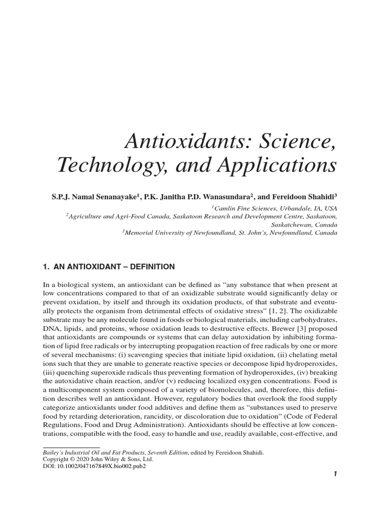 Antioxidants Science Technology and Applications | PDF | Antioxidant | Radical (Chemistry)