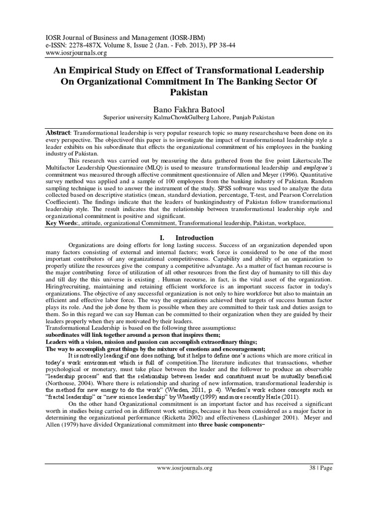An Empirical Study On Effect of Transfor | PDF | Transformational Leadership | Leadership