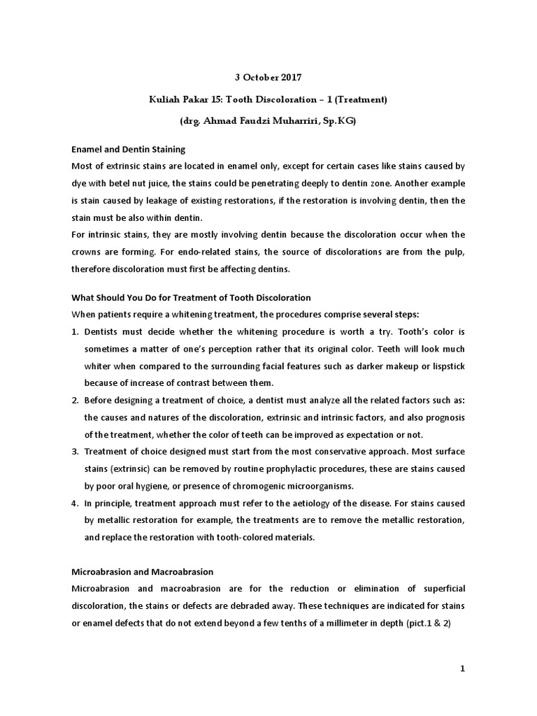 KulPak 15 - Tooth Discoloration - 1 (Treatment) | PDF | Tooth Enamel ...