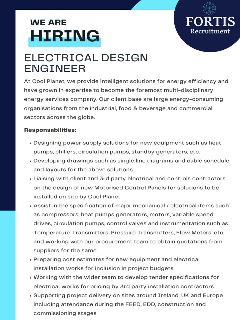 Electrical Design Engineer Wanted | PDF | Pump | Engineering