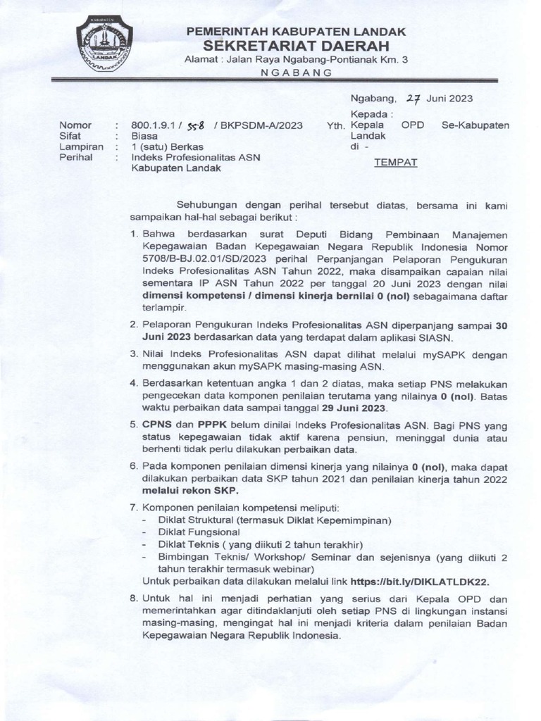 Surat Ip Asn Tahun 2023 | PDF | Pengelolaan Keuangan & Uang