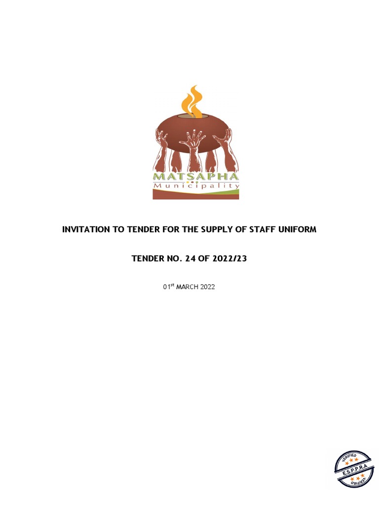 Staff Uniform Supply Tender 2022/23 | PDF | Procurement | Bankruptcy