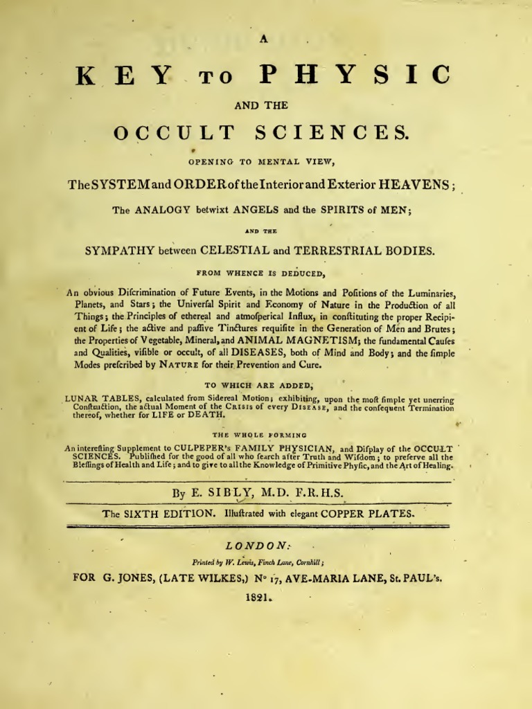 1821 Sibly A Key To Physic and The Occult Sciences | PDF | Matter ...
