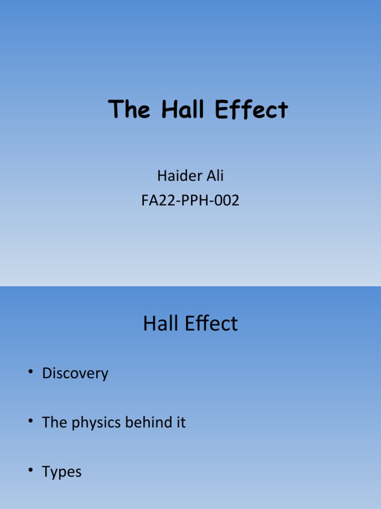 The Hall Effect | PDF | Magnetic Field | Electrical Resistivity And Conductivity