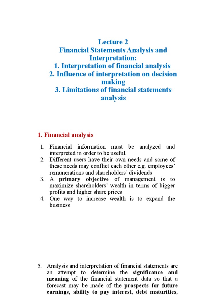 L2 Financial Statements Analysis and Interpretation P2 | PDF ...