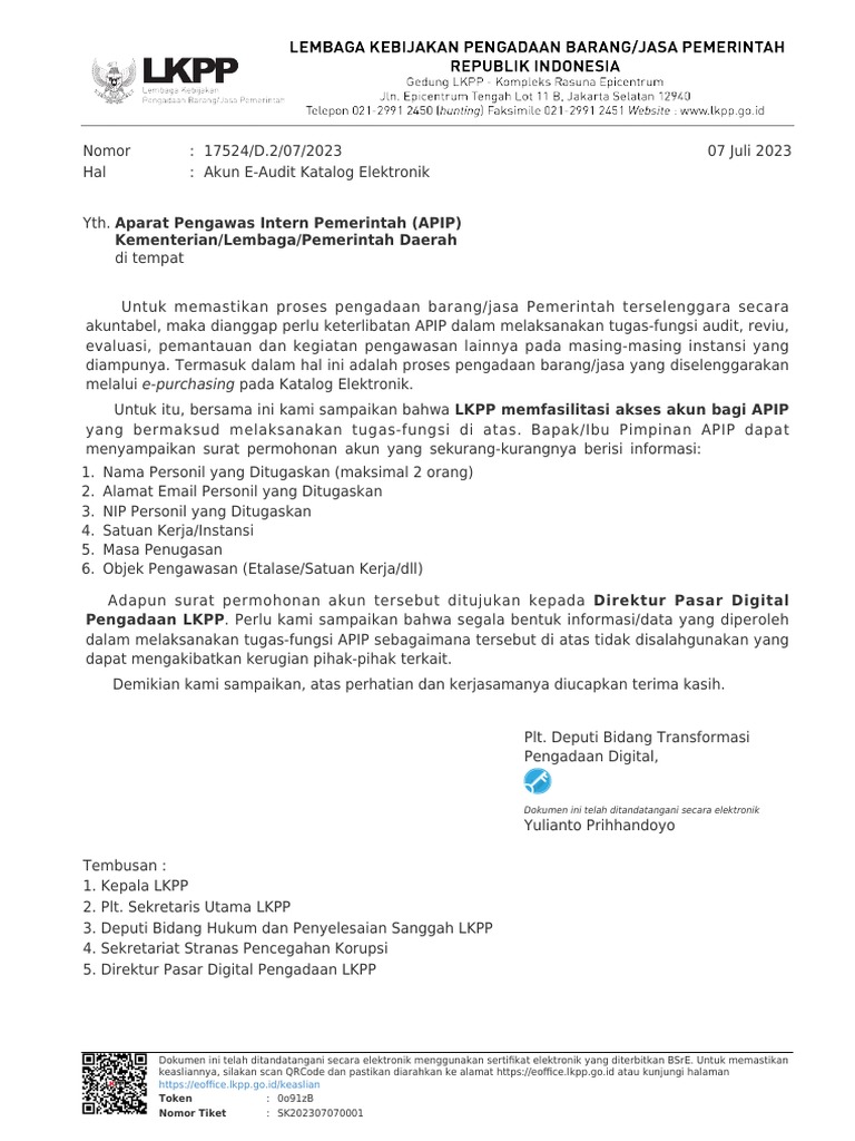 Akses Akun E-Audit untuk APIP | PDF