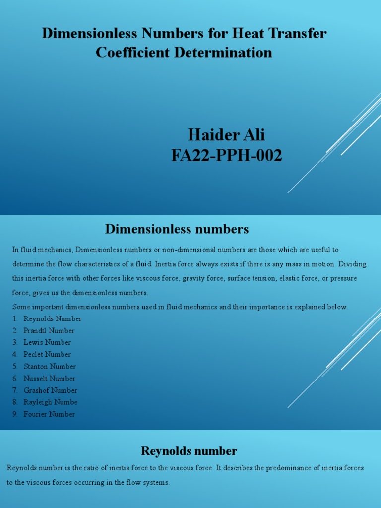 Dimensionless Numbers | PDF | Convection | Reynolds Number