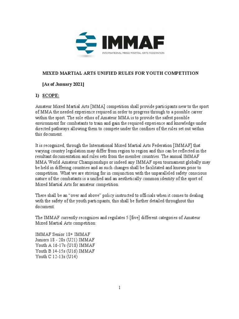 IMMAF YOUTH Rules Document As of Jan 2021 | Download Free PDF | Mixed ...