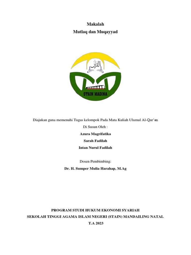 Pengertian Mutlaq dan Muqayyad | PDF