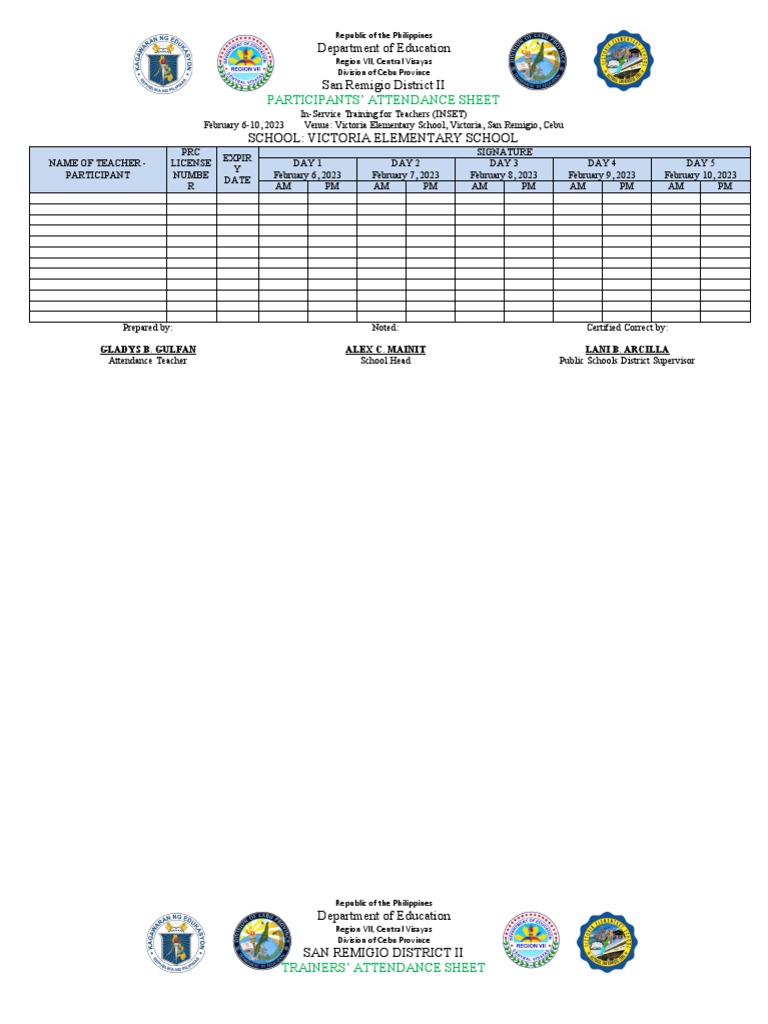 2 3 Attendance Sheet Pax and Facis | PDF