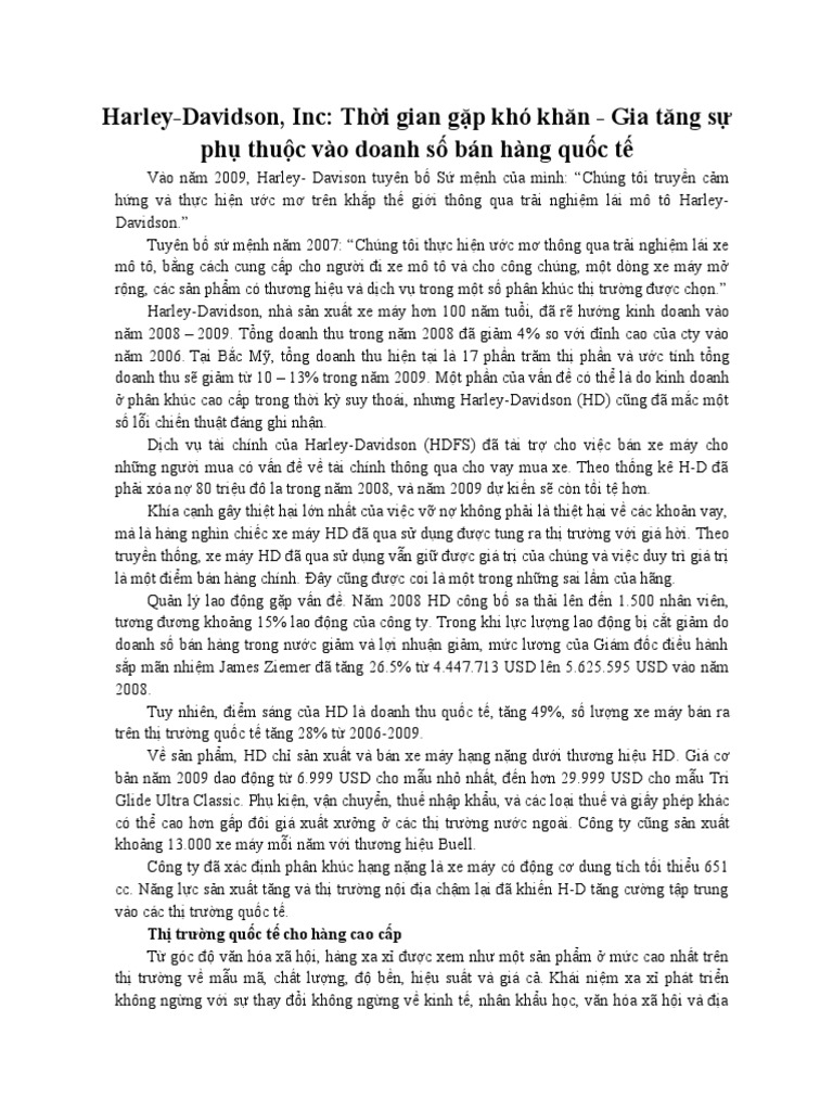 Case Study Harley Davidson | PDF