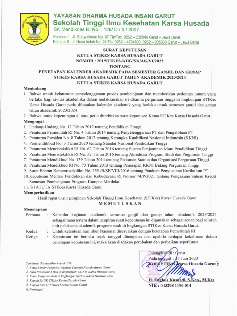 Kalender - Akademik SKHG TA. 2023-2024 | PDF