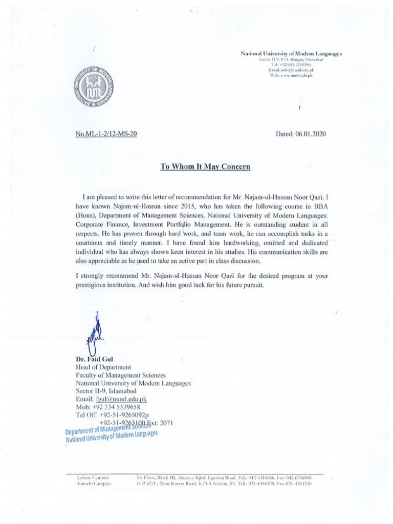 Recommendation Letter 1 | PDF