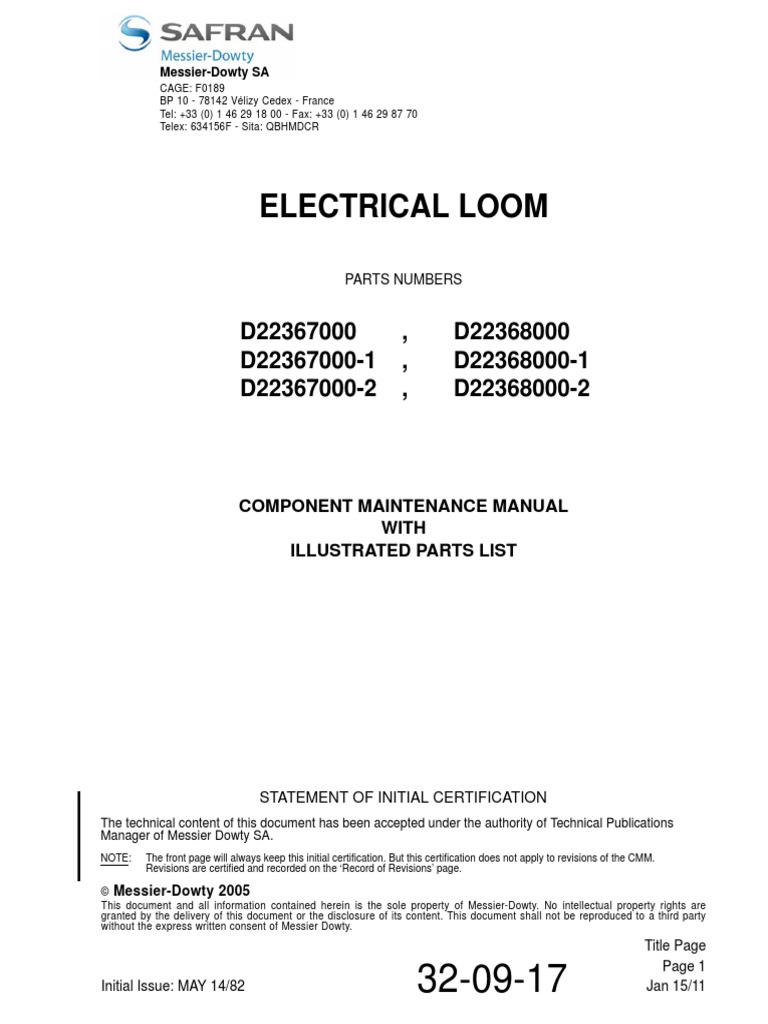 Electrical Loom: D22367000, D22368000 D22367000-1, D22368000-1 ...
