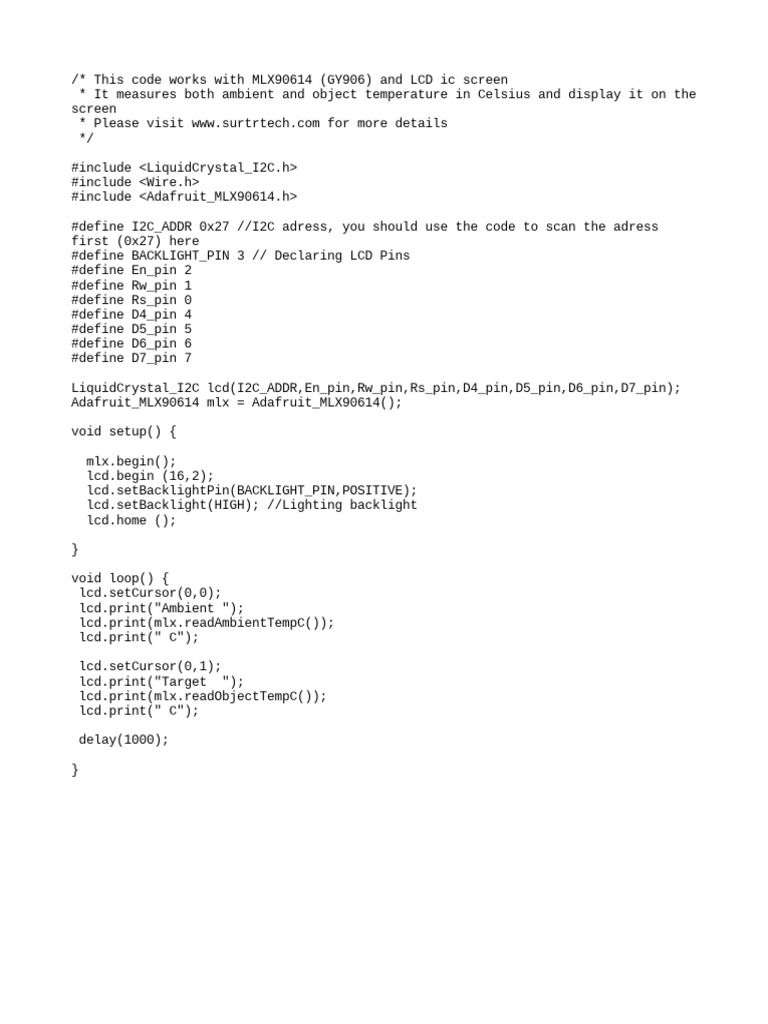 mlx90614 LCD Celsius Ino | PDF | Business
