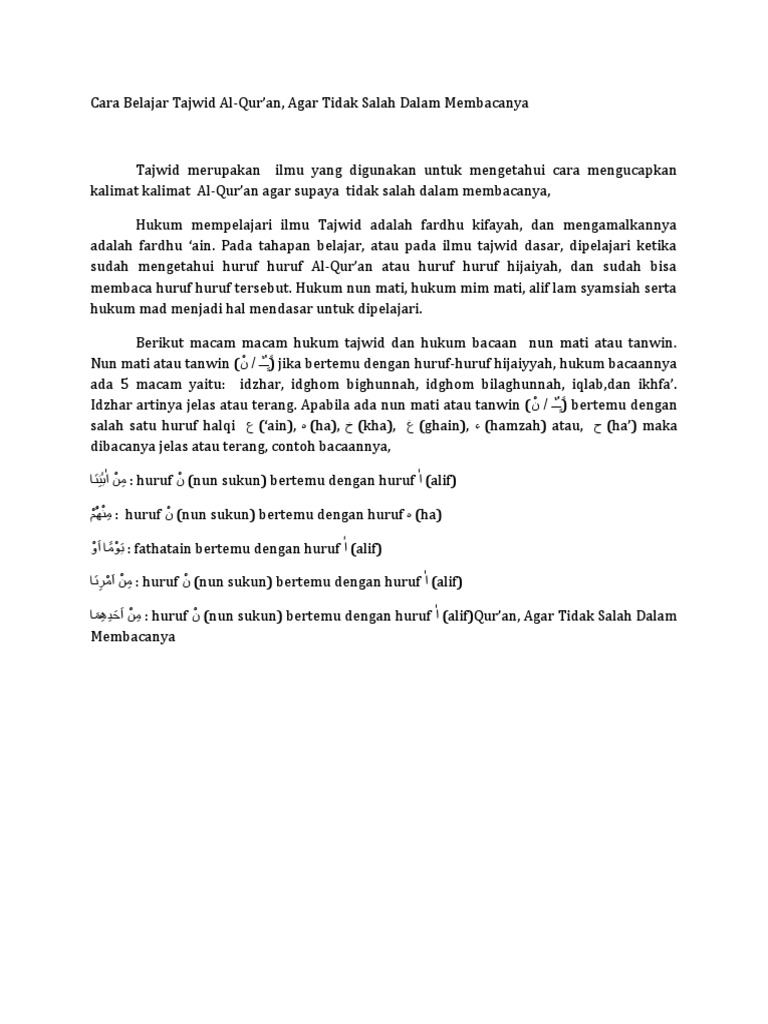 Cara Cepat Belajar Mengaji Sesuai Metode Tajwid Pdf