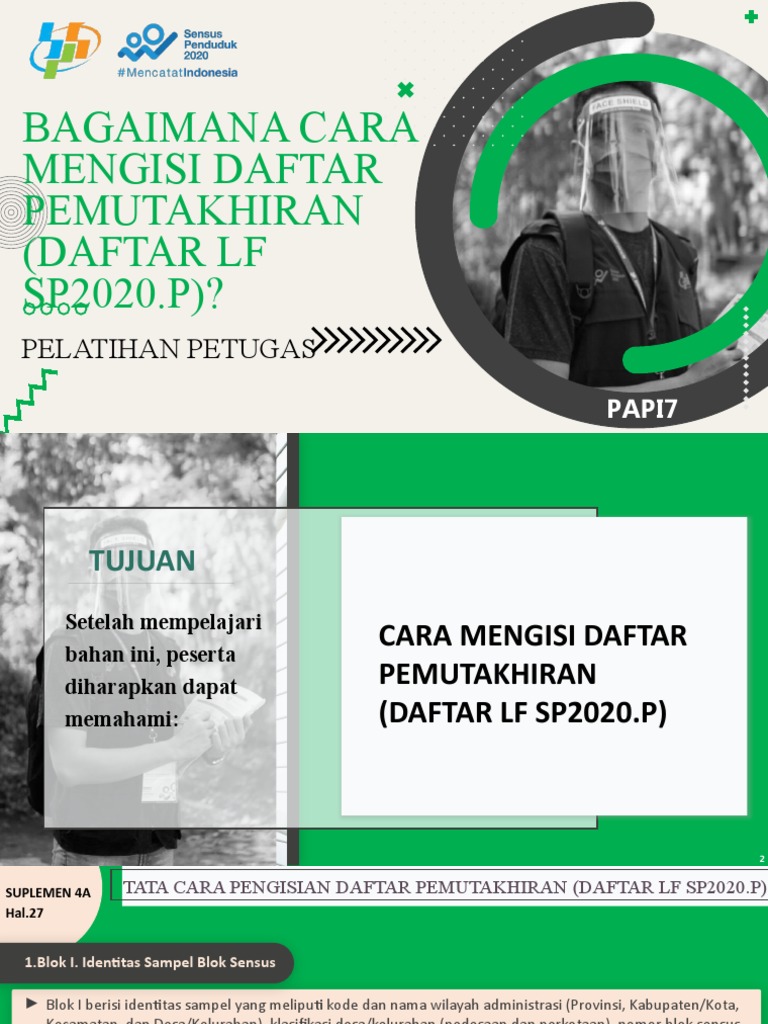 PAPI 7. Tata Cara Pengisian LF - SP2020-P (Pelatihan Petugas) | PDF