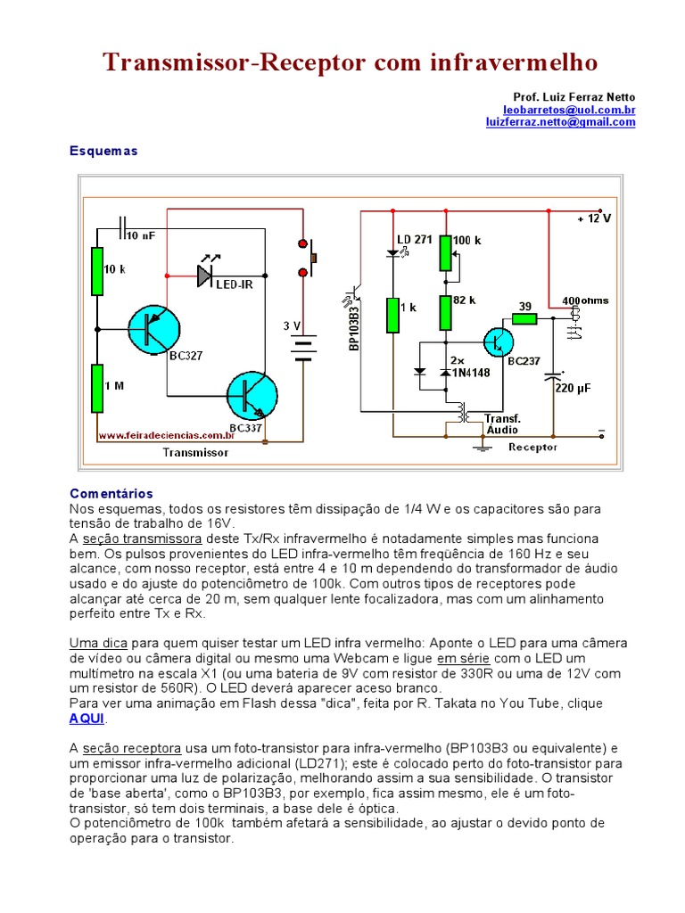 Transmissor-Receptor Com Infravermelho | PDF | Diodo emissor de luz ...