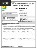 GRADE 9 MATHEMATICS TERM 1 2025 OPENER EXAM | PDF | Area | Elementary ...