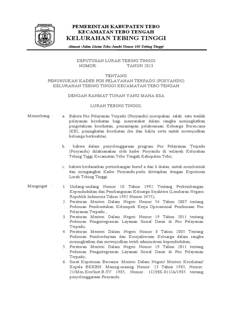 SK POSYANDU 2023 Mentah | PDF