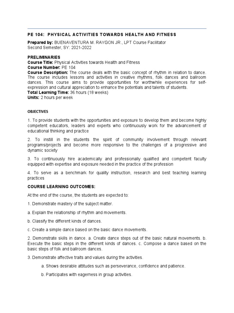 Rhythmic Exercises P.E 104 Module | PDF | Dances | Ballroom Dance