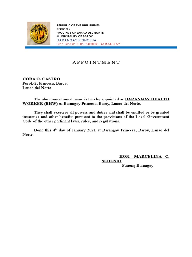 Appointment of BHW & BNS | Download Free PDF | Justice | Crime & Violence