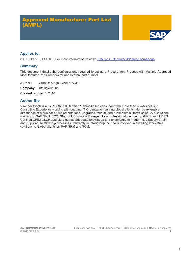 Approved Manufacturer Part List (AMPL) | PDF