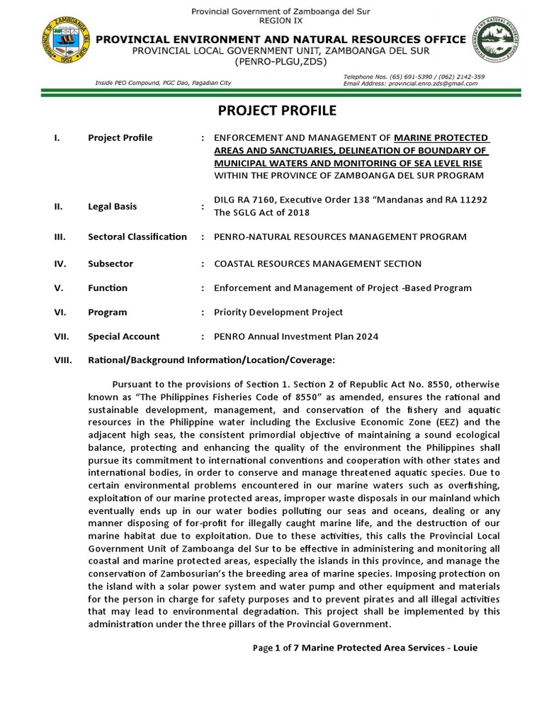 Am Is 2024 Marine Protected Area Project Profile | PDF | Protected Area