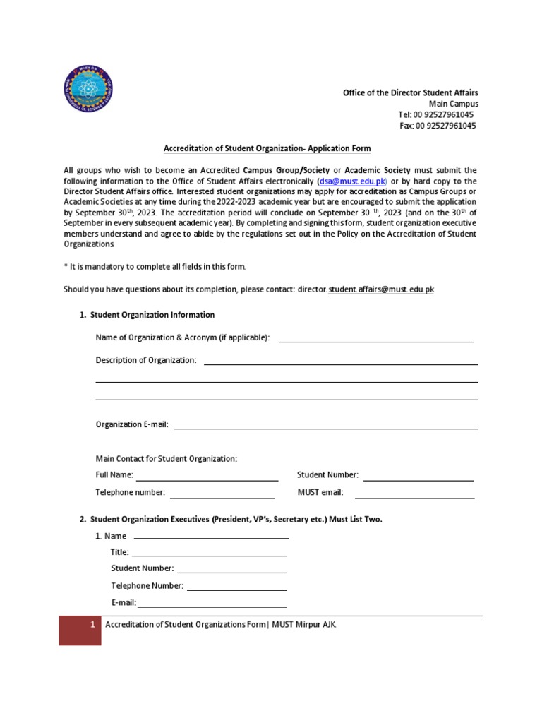 Accreditation Application Form Final Version | PDF | Student Affairs ...