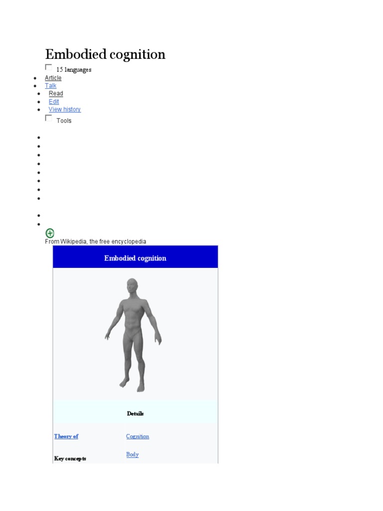 Embodied Cognition | PDF | Embodied Cognition | Cognitive Science Embodied Cognition | PDF | Embodied Cognition | Cognitive Science