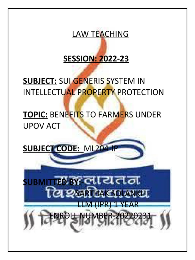 Sui Generis System of Intellectual Property Protection | PDF | Justice ...