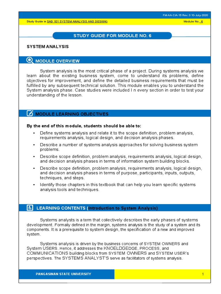 System Analysis Study Guide | PDF | System | Unified Modeling Language