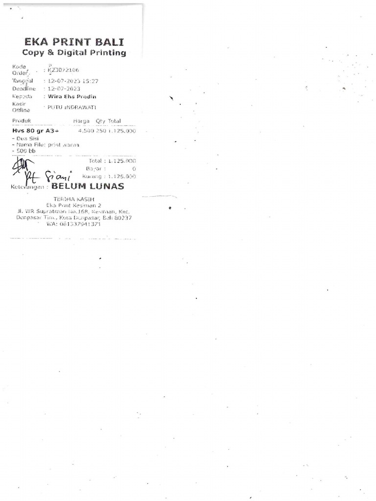 Nota Cetak Leaflet-Eka Print | PDF