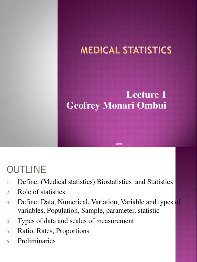 Medical Statistics - PPTX Lecture 1 To 10 | PDF | Variance | Statistics