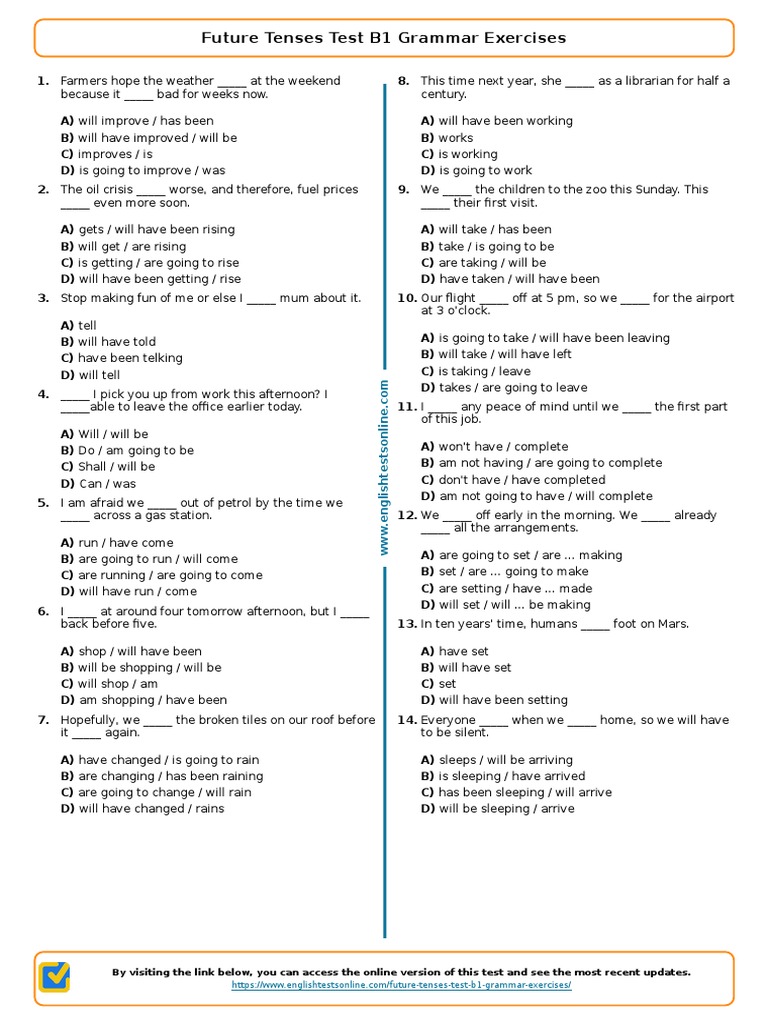 Future Tenses B1 Exercises PDF | PDF
