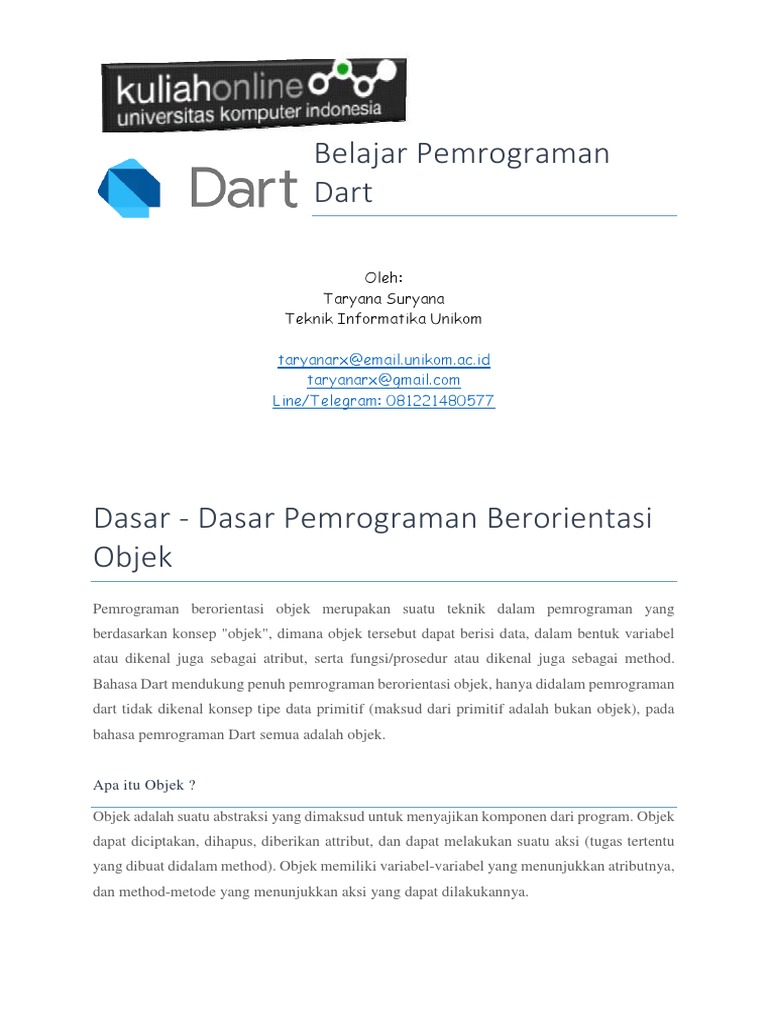 Kelas Dan Objek Dalam Pemrograman Dart | PDF | Komputer