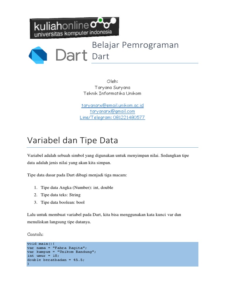Pemrograman Dart untuk Pemula | PDF