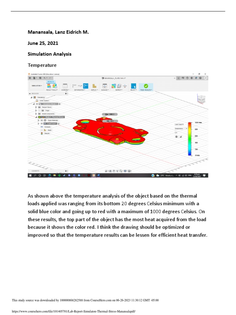 Lab Report Simulaton Thermal Stress Manansala PDF | PDF | Heat | Temperature