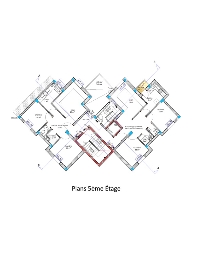 Plan du 5ème Étage avec Surfaces et Aménagements | PDF