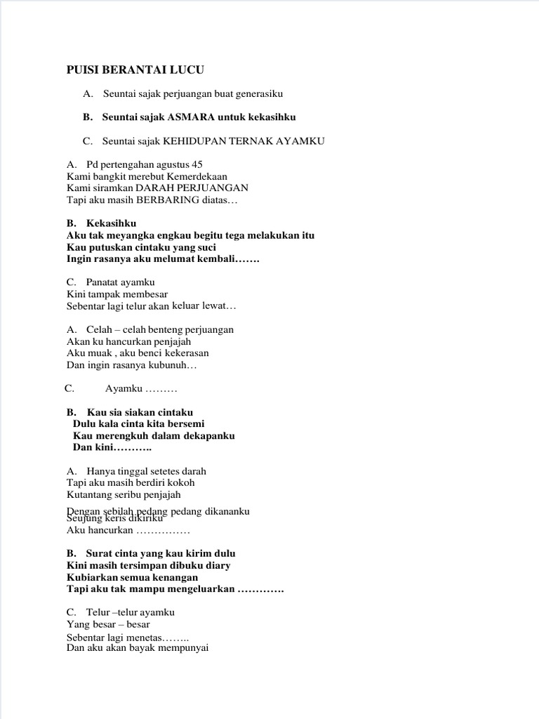 Dokumen - Tips - Puisi Berantai Lucu | PDF