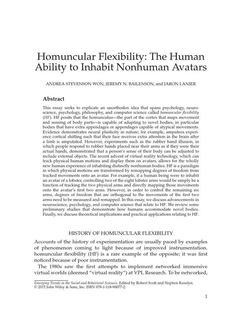 Won Etsbs Homuncular Flexibility | PDF | Nervous System | Cognitive Science