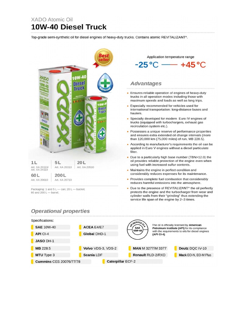 Atomic Oil 10W-40 Diesel Truck | PDF