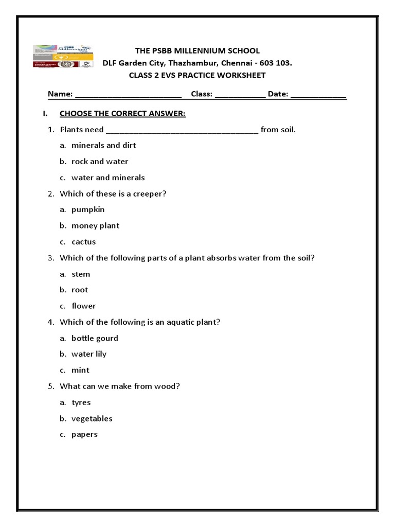 Evs Practice Worksheet 3 | PDF