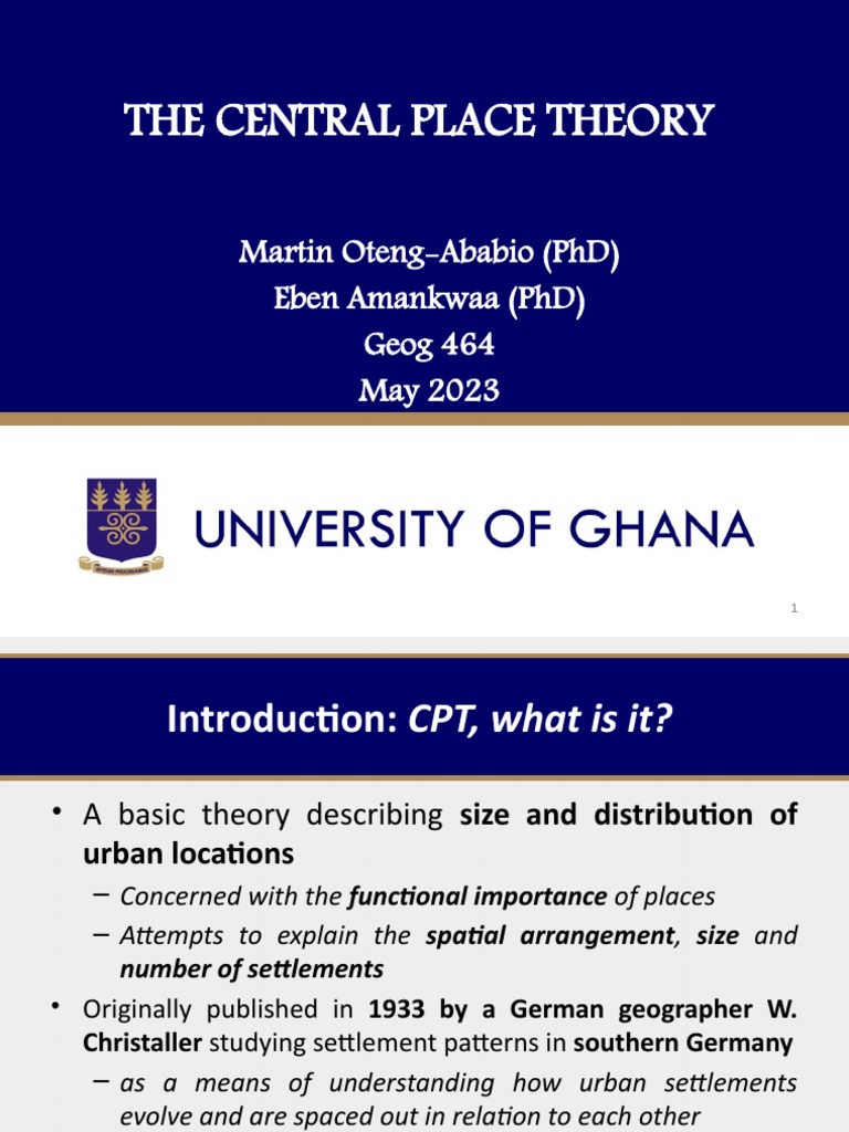 Lecture 1 On The Central Place Theory System | PDF | Economies