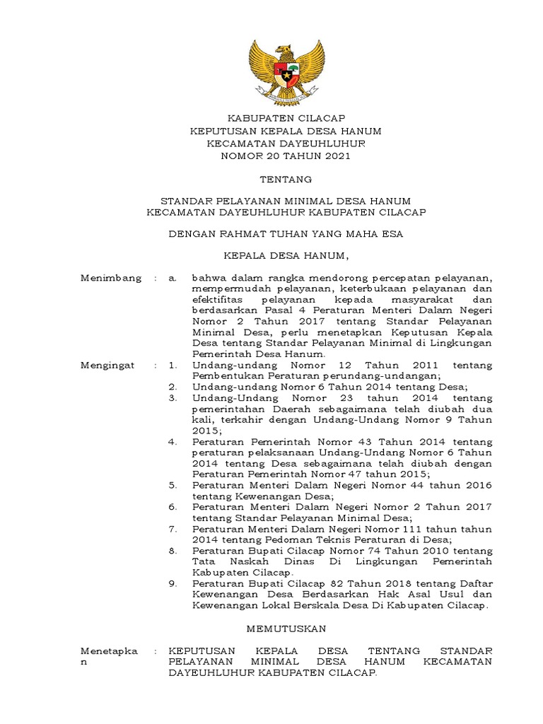 Contoh SK Standar Pelayanan | PDF