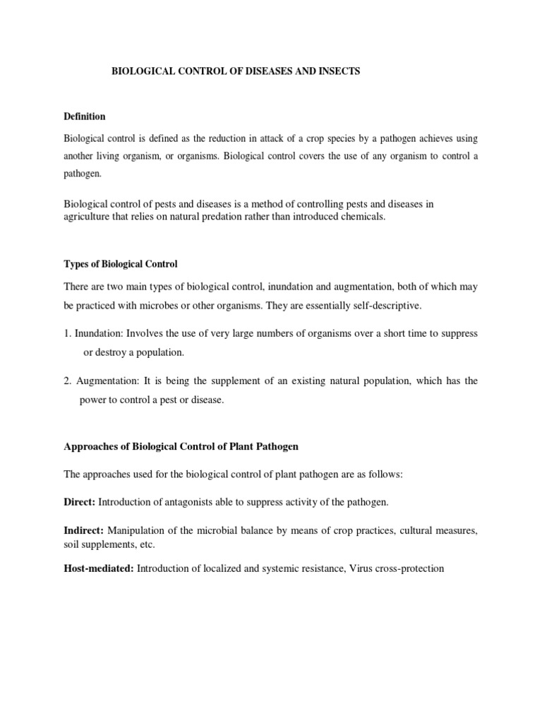 Biological Control of Pests and Diseases | PDF | Biological Pest ...