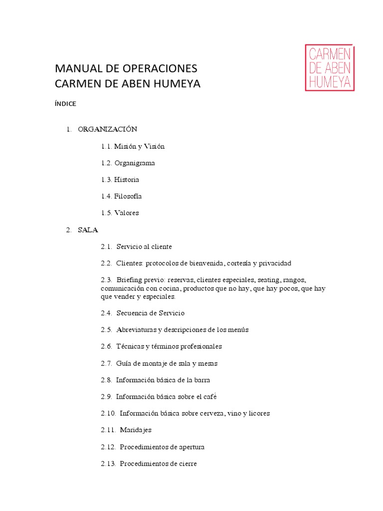 Manual de Operaciones para Restaurantes | PDF | Negocios